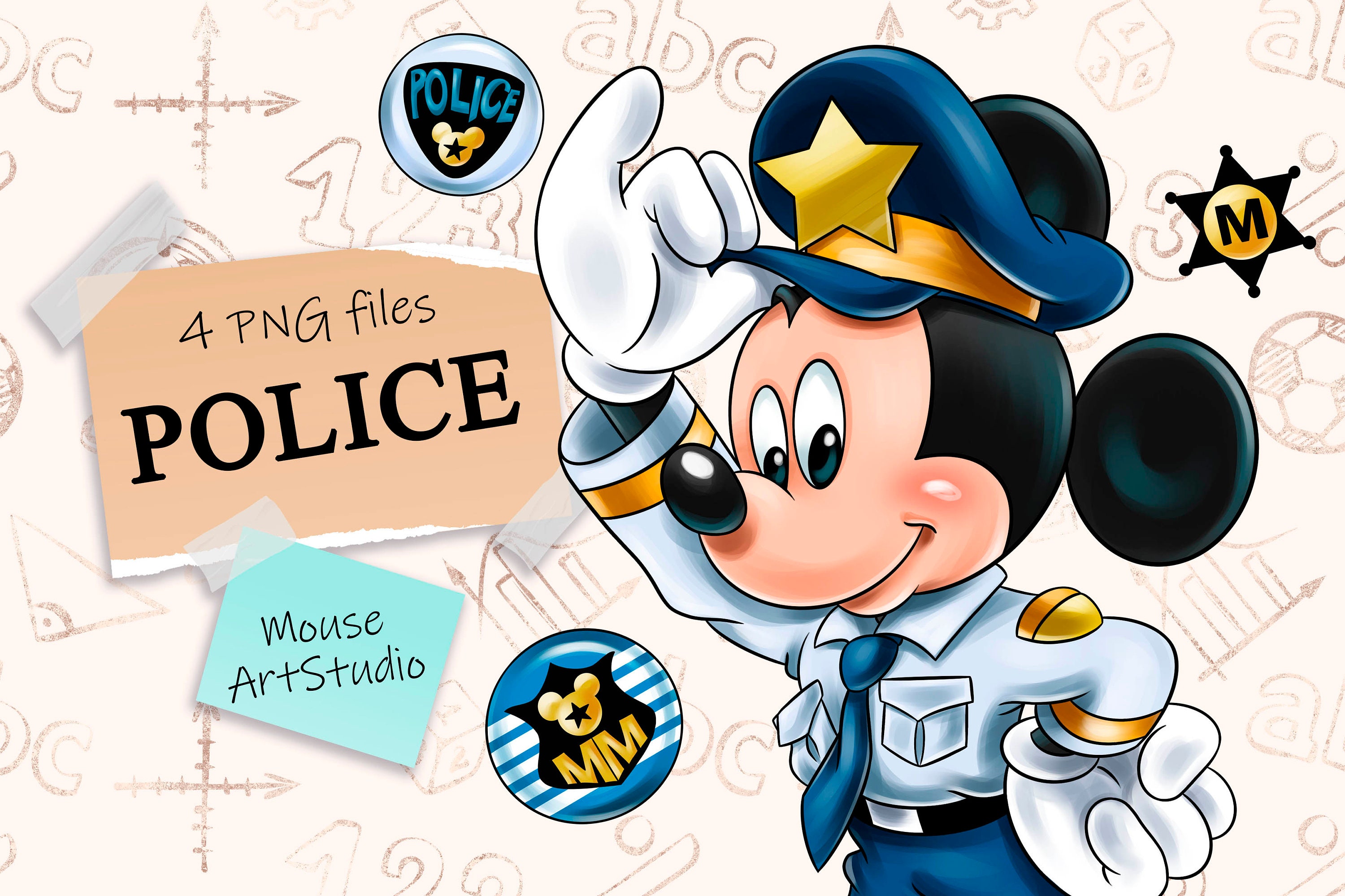 Mickey Mouse PNG Police Sublimation Design Digital - Etsy Australia