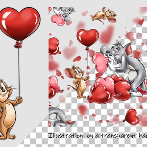 Digital Paper, Tom and Jerry, Valentine's Day, Decorative Paper ...