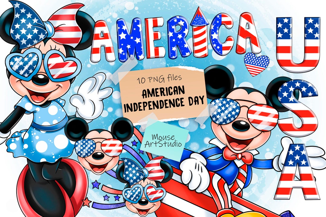American Independence Day Mickey Mouse Minnie Mouse - Etsy