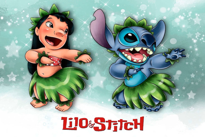 Lilo and Stitch Sublimation Design Digital Illustration - Etsy