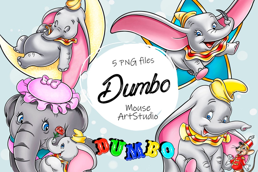 Dumbo Mrs. Jumbo Timothy the Mouse Hand-drawn Clipart - Etsy