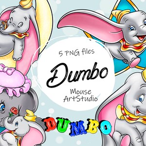 Dumbo Mrs. Jumbo Timothy the Mouse Hand-drawn Clipart - Etsy