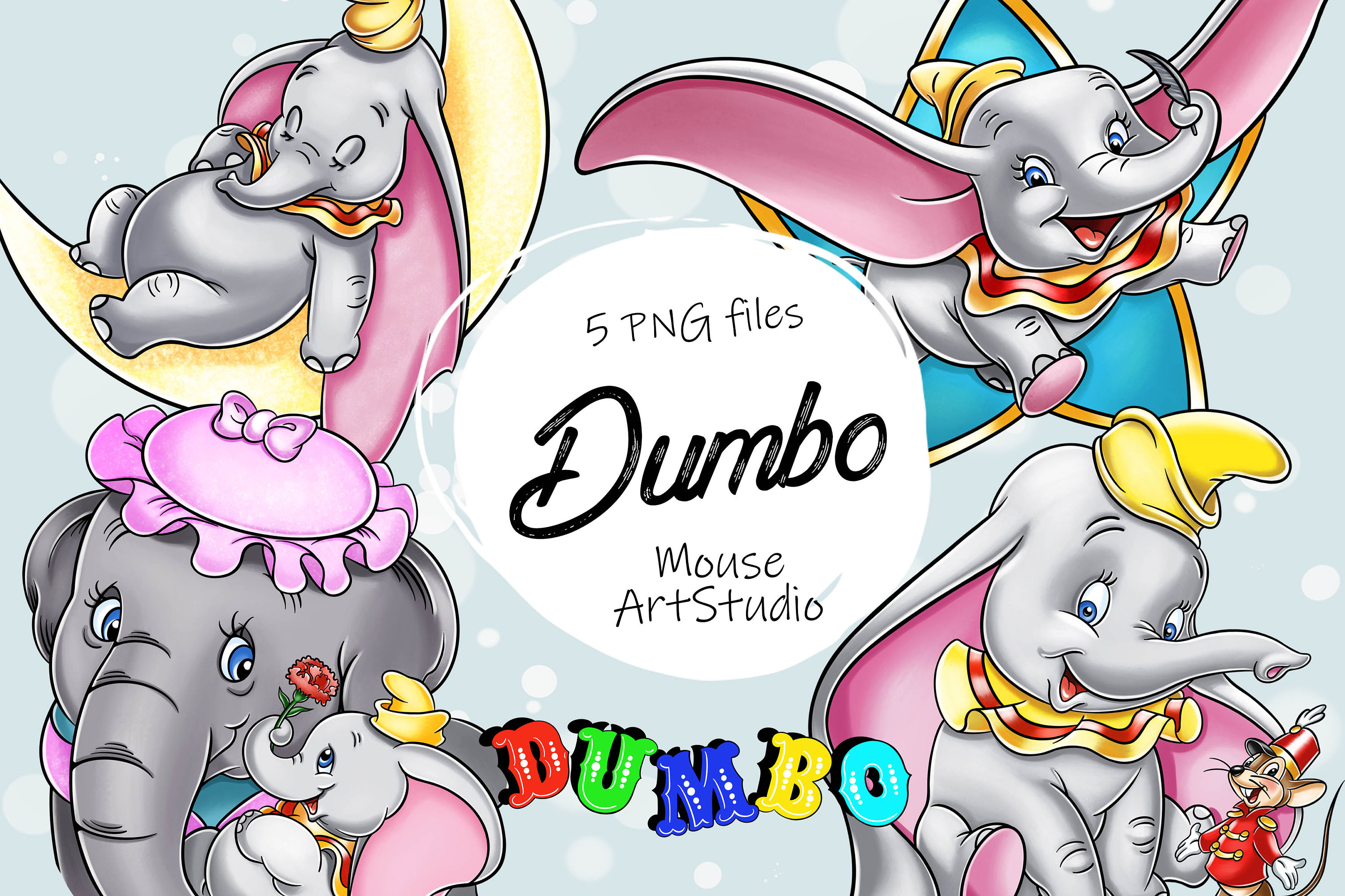 Dumbo Mrs. Jumbo Timothy the Mouse Hand-drawn Clipart - Etsy Australia