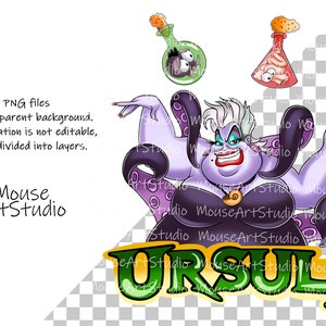 Ursula, the Evil Witch, Octopus, Sublimation Design, Digital ...