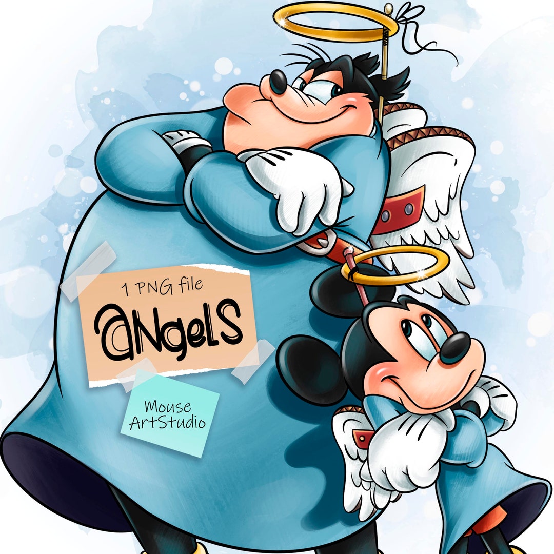 Pete and Mickey, Angels, Sublimation Design, Digital Illustration ...