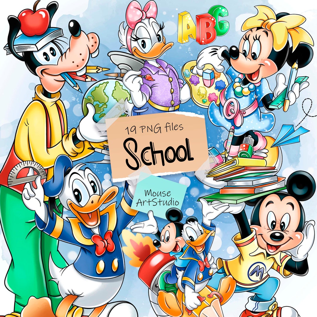 It's Time for School, Mickey and Friends, Sublimation Design, Digital ...