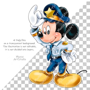 Mickey Mouse PNG, Police, Sublimation Design, Digital Illustration ...