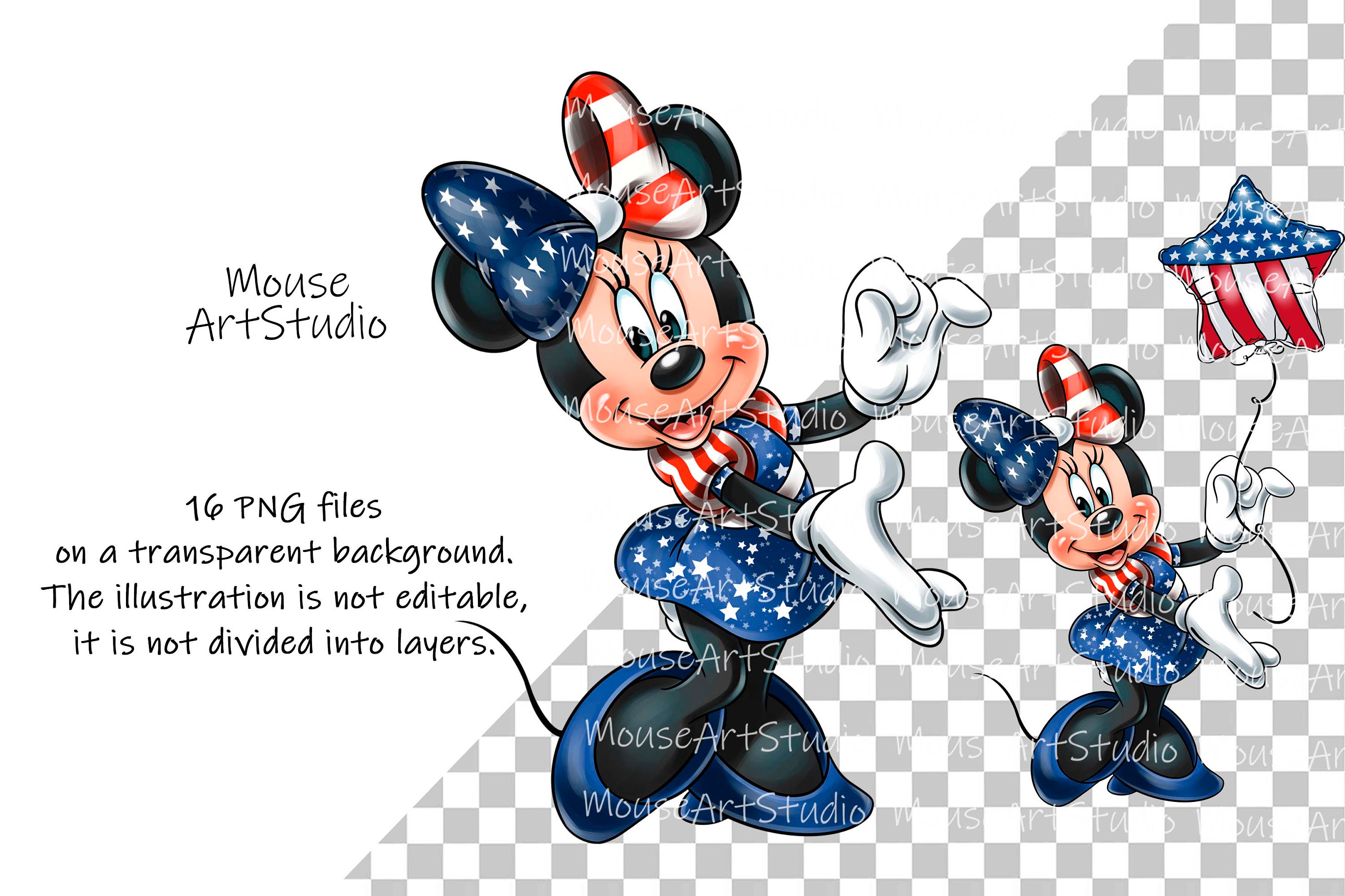 4th of July Clipart: Patriotic Mouse Cartoon Characters (digital ...
