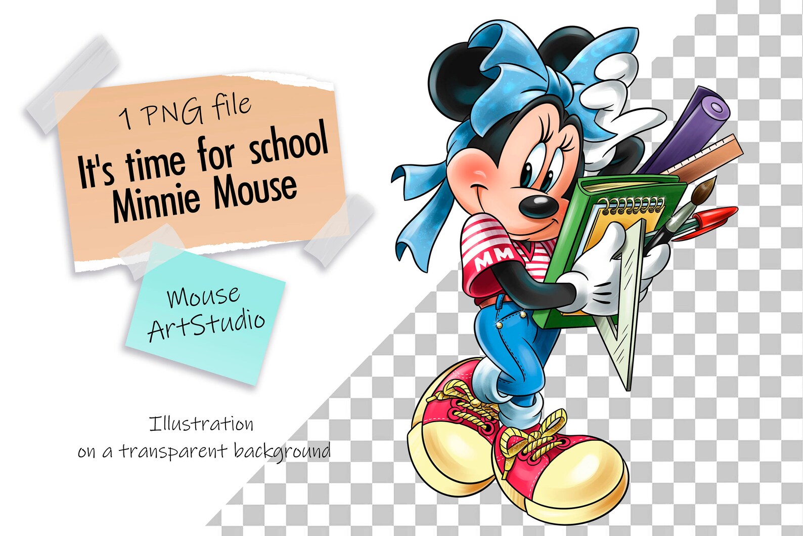 Minnie PNG It's Time for School Sublimation Design - Etsy