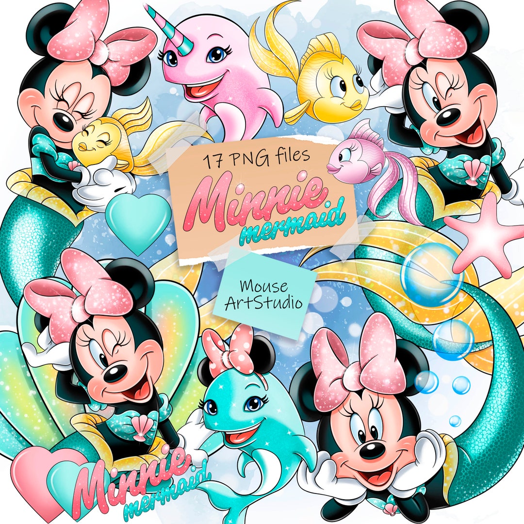 Minnie the Little Mermaid, Sublimation Design, Digital Illustration ...