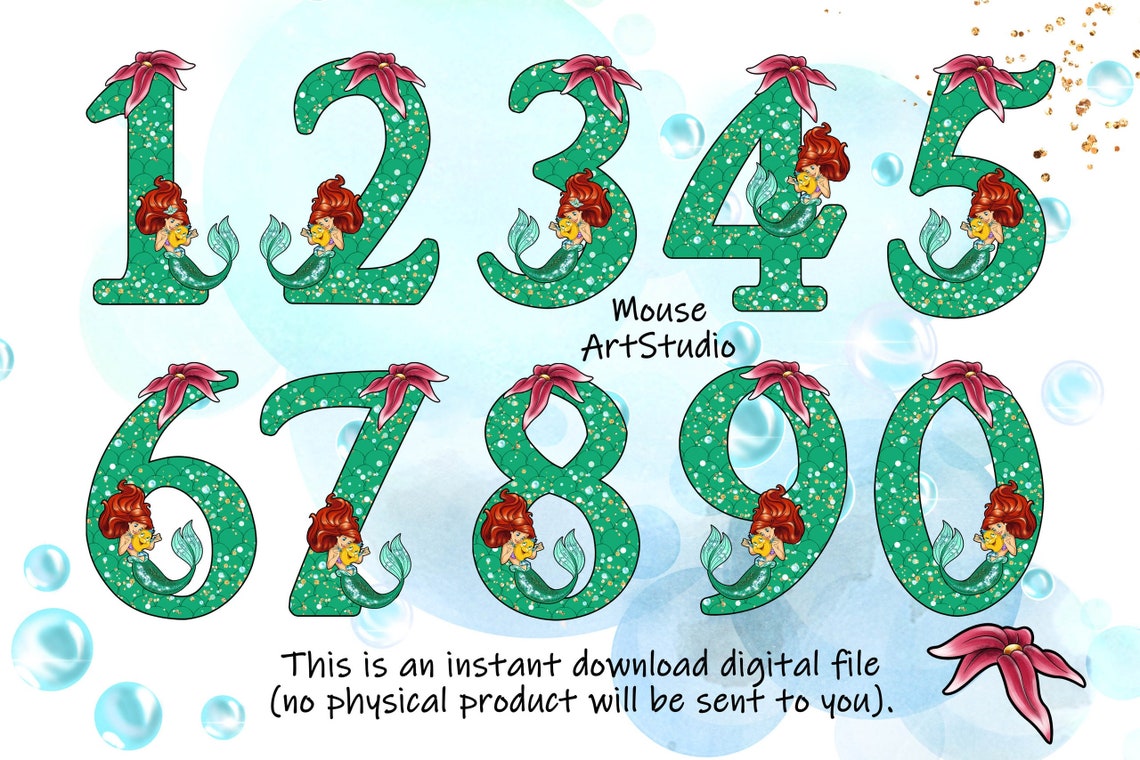 Ariel Digital Numbers Nautical Style Instant PNG Format - Etsy