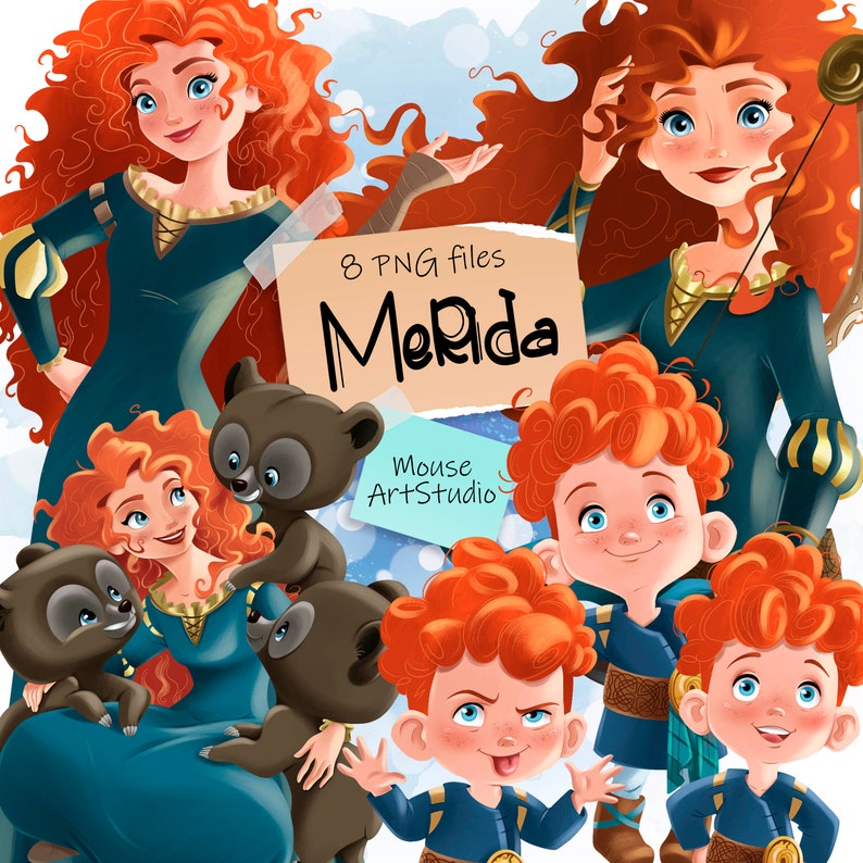 Princess Merida, Sublimation Design, Digital Illustration, Instant ...