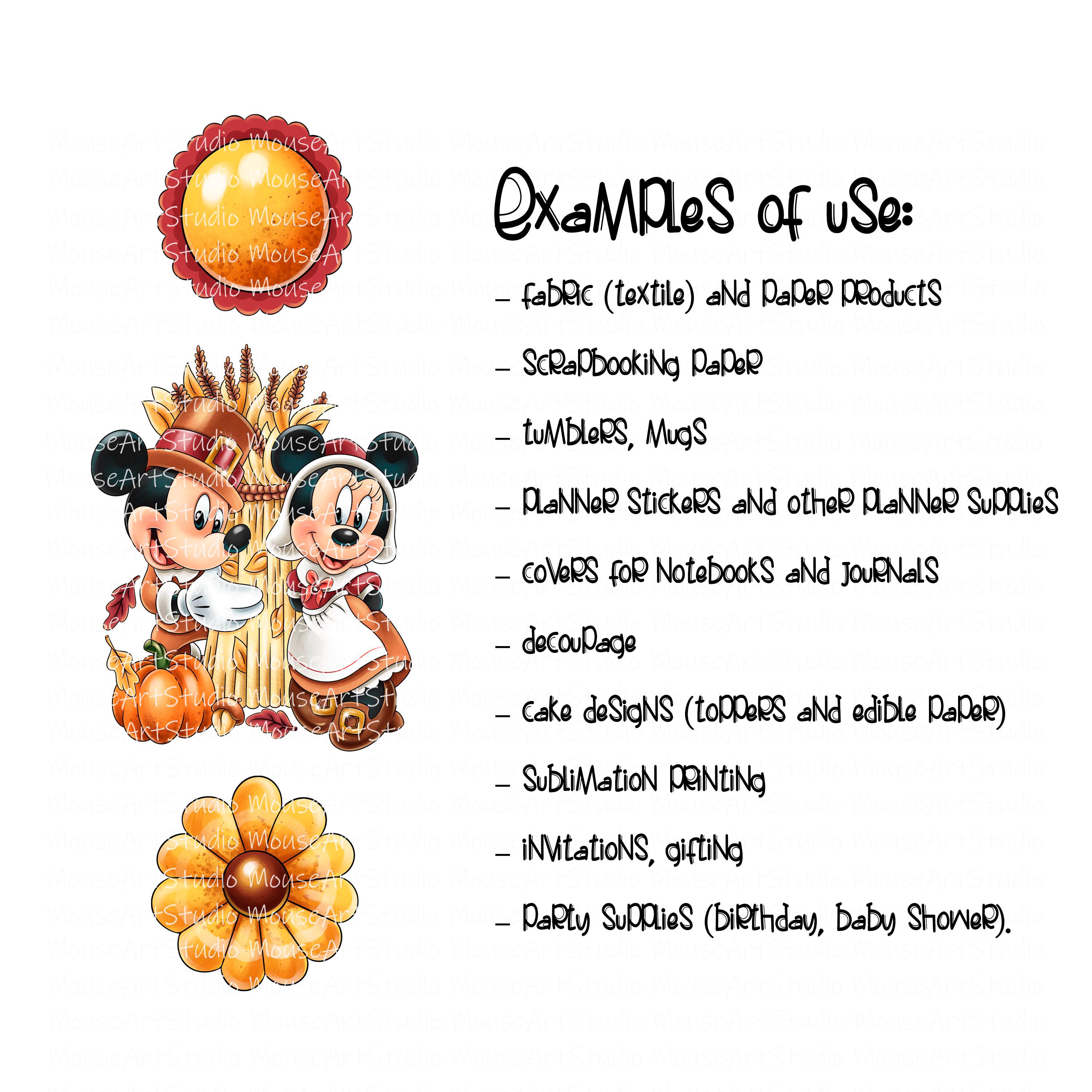 Happy Thanksgiving, Mickey and Minnie, Harvest Festival, Sublimation ...