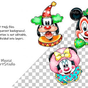 Circus, Mickey and Minnie, Goofy, Pluto, Clowns, Acrobats, Sublimation ...