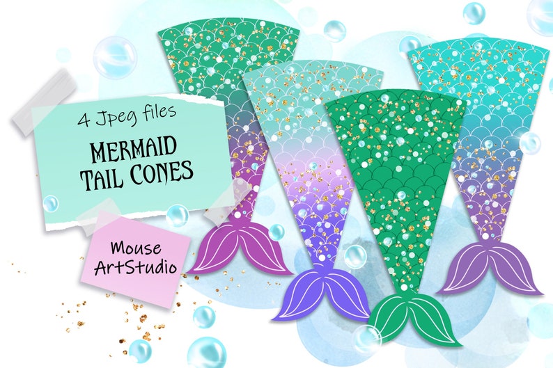 Mermaid Tail Cone Box for Popcorn or Sweets Party Decor - Etsy