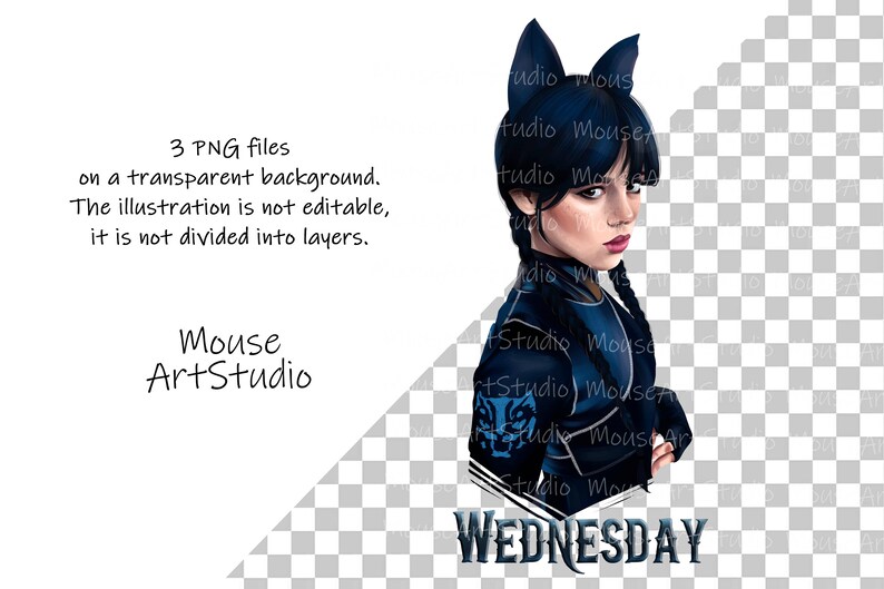 Wednesday Hand-drawn Digital Illustration Instant Download - Etsy