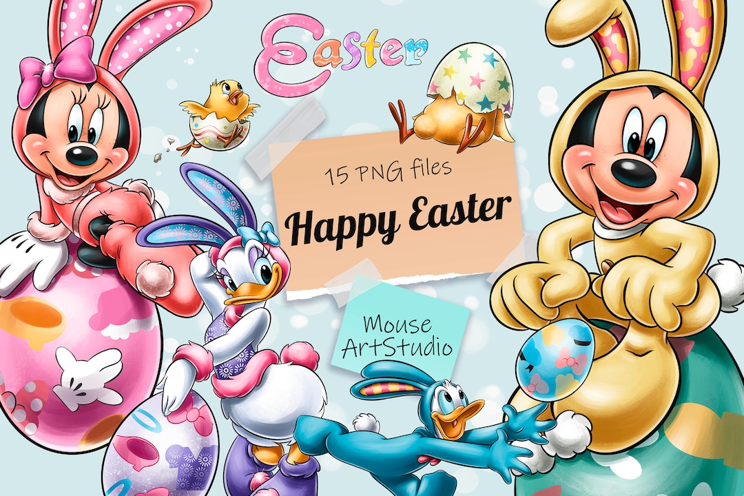 Mickey and Friends Happy Easter Digital Illustration Fabric - Etsy