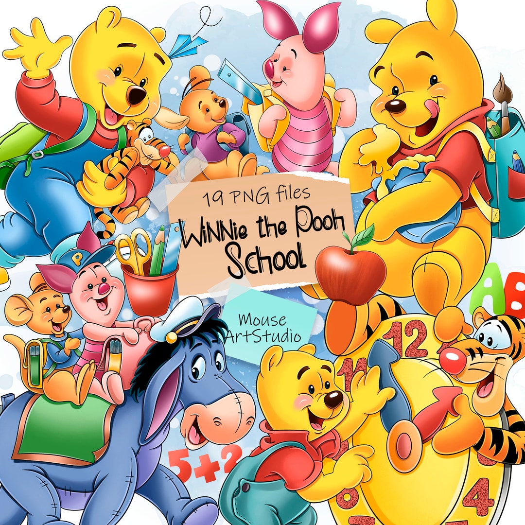 School, Winnie the Pooh and Friends, Sublimation Design, Digital ...