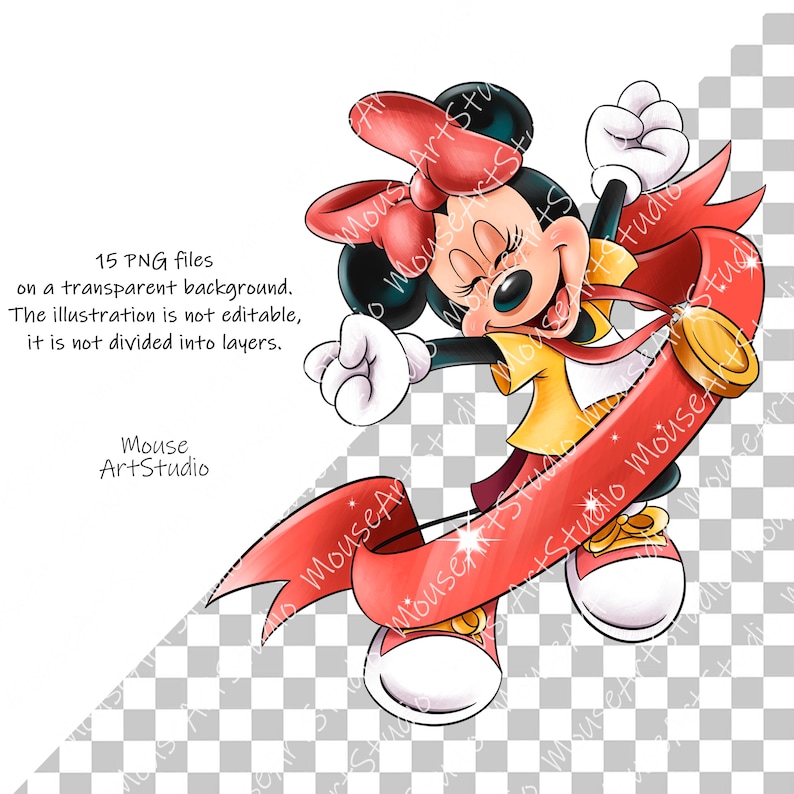 Marathon Mouse Cartoon Clipart: Hand-drawn PNG Illustration (digital ...