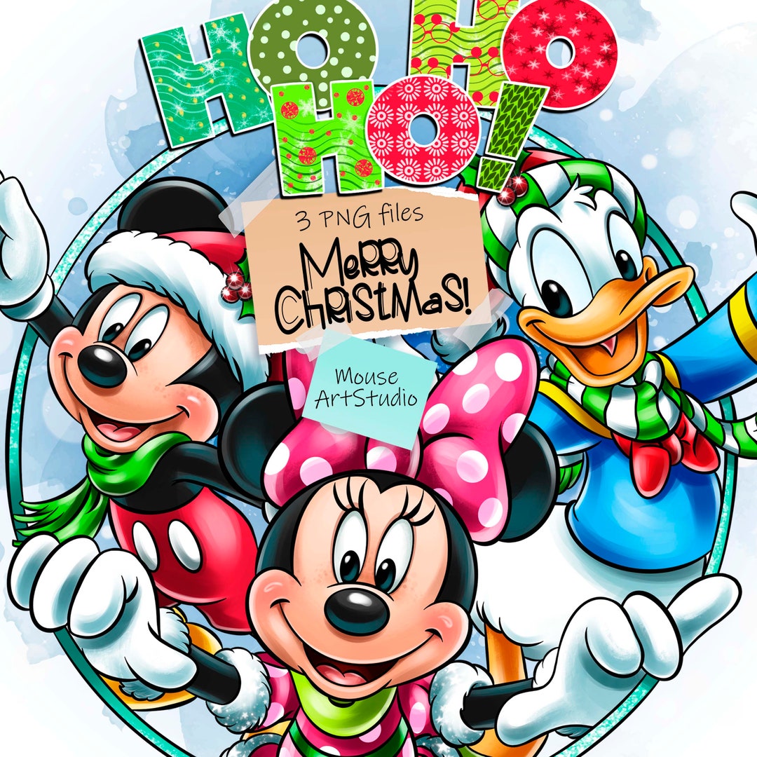 Mickey, Minnie, Donald, Ho-ho-ho, Merry Christmas, Sublimation Design ...