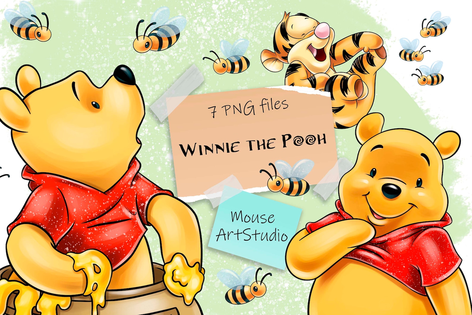 Winnie the Pooh Tigre PNG Tarro de miel Abejas Diseño de - Etsy México
