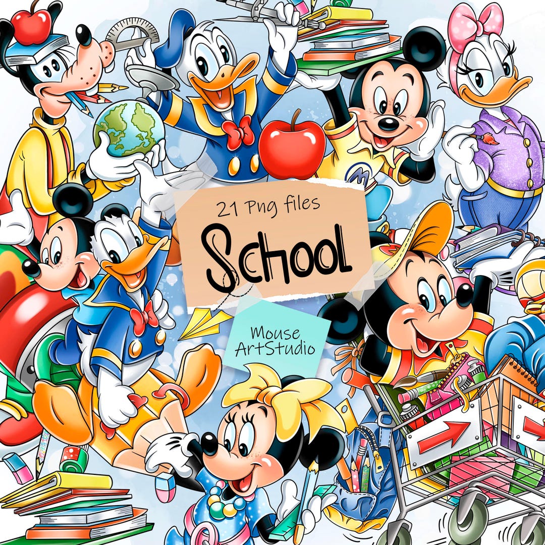 It's Time for School, Mickey and Friends, Sublimation Design, Digital ...