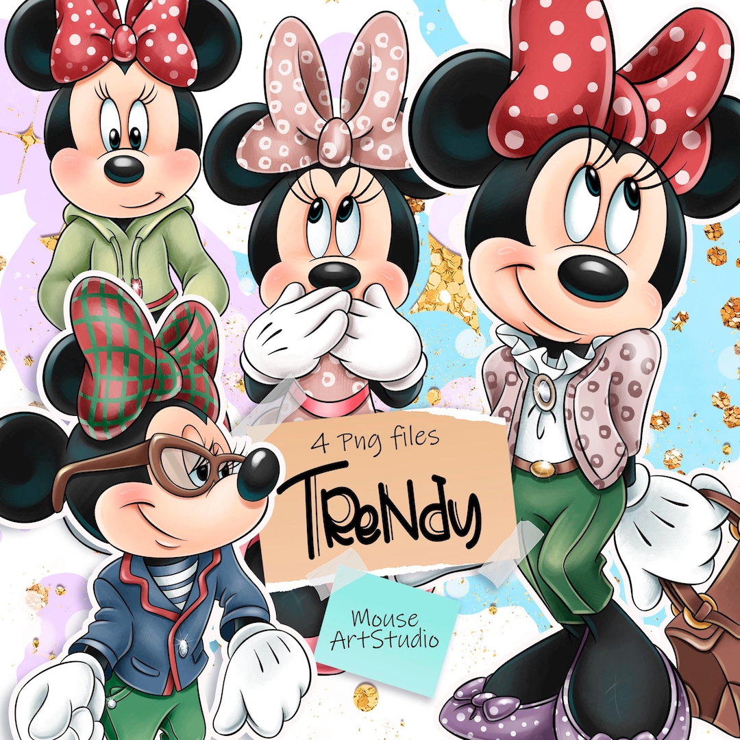 Digital Clipart, Fashionable Minnie, Modern Style, Sublimation Design ...
