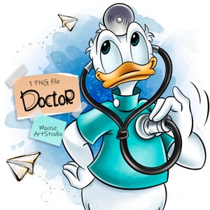 Doctor, Donald Duck, Sublimation Design, Digital Illustration, Instant ...