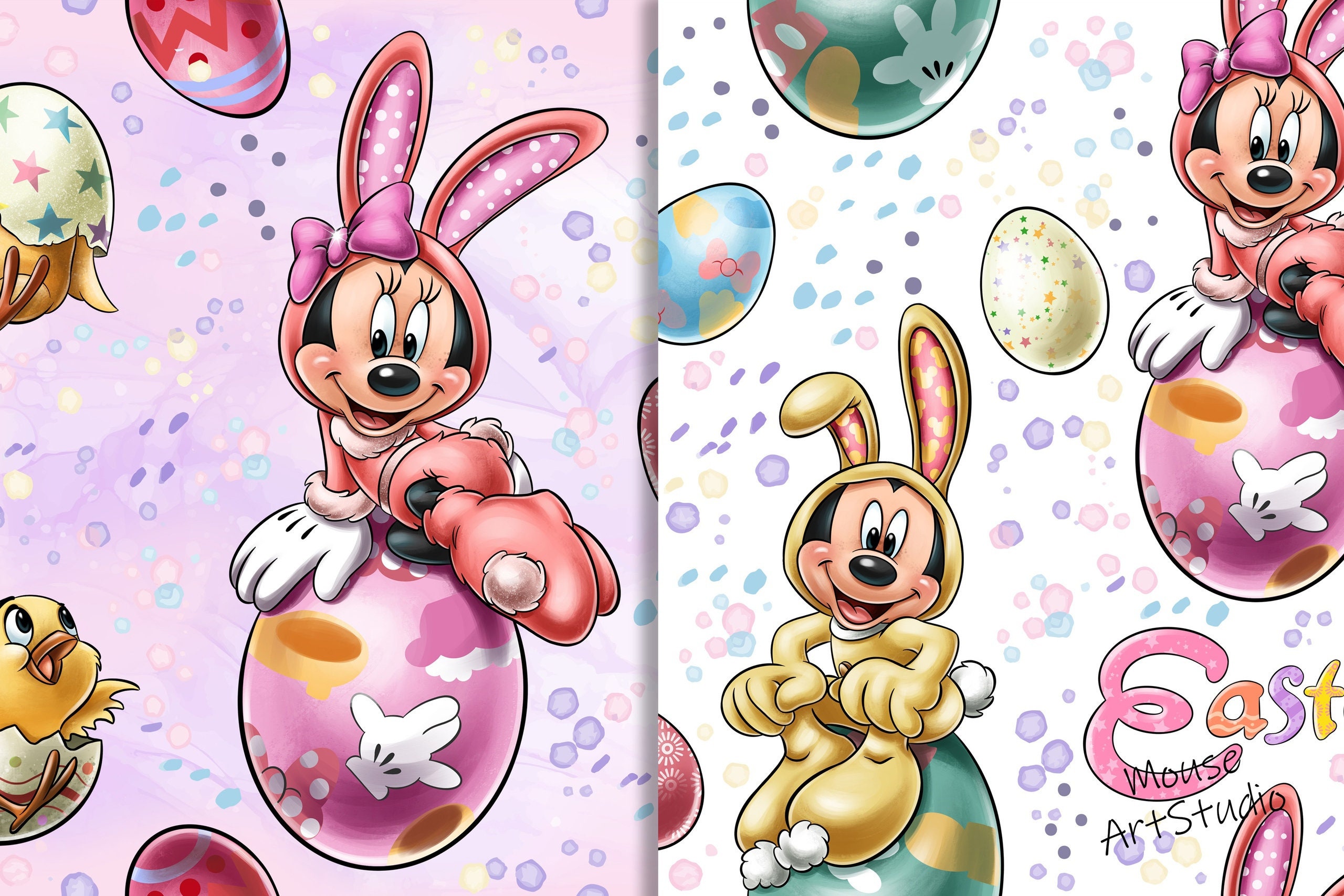 Mickey And Minnie Mouse Easter Desktop Wallpaper Easter Mickey Mouse