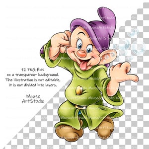 Dopey, Snow White and the Seven Dwarfs, Sublimation Printing, Digital ...
