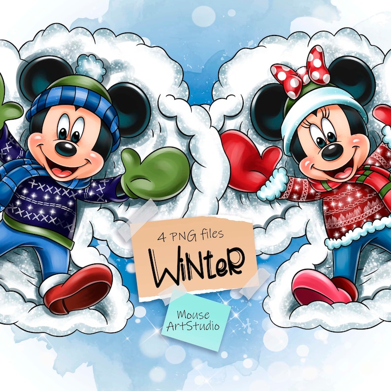 Winter, Minnie PNG, Mickey Mouse PNG, Snowball, Sublimation Design ...