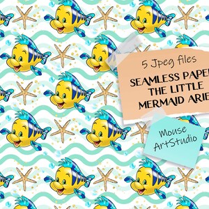 Ariel the Little Mermaid Digital Paper, Seamless Patterns, Fabric ...