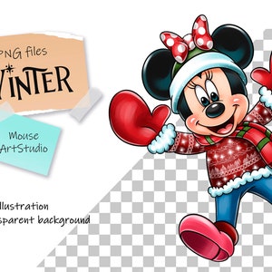 Winter Minnie PNG Mickey Mouse PNG Snowball Sublimation - Etsy