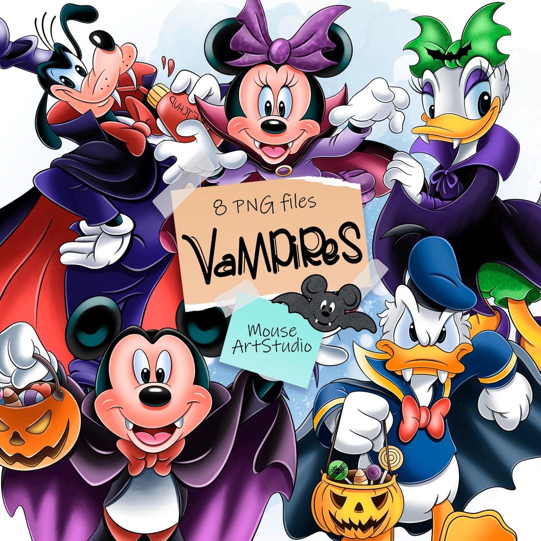 Vampires, Mickey and Minnie, Donald and Daisy, Goofy, Halloween ...