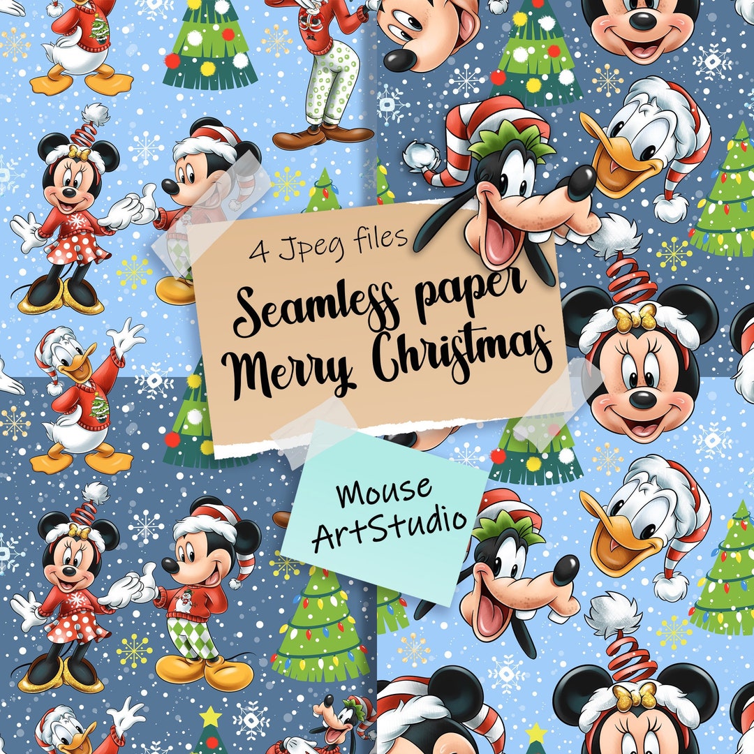 Seamless Paper, Christmas Digital Paper Bag, Minnie and Mickey ...