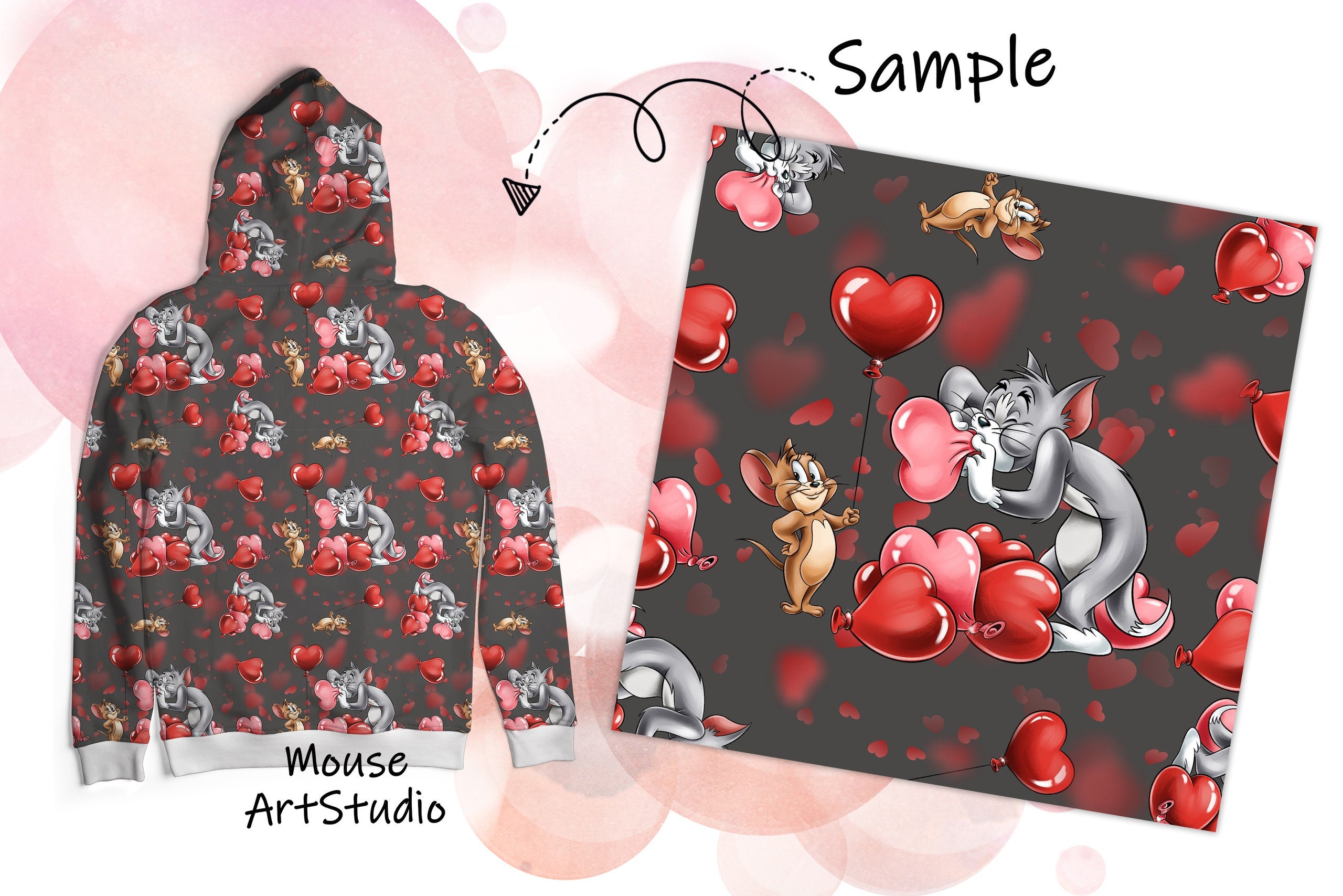 Digital Paper Tom and Jerry Valentine's Day Decorative - Etsy