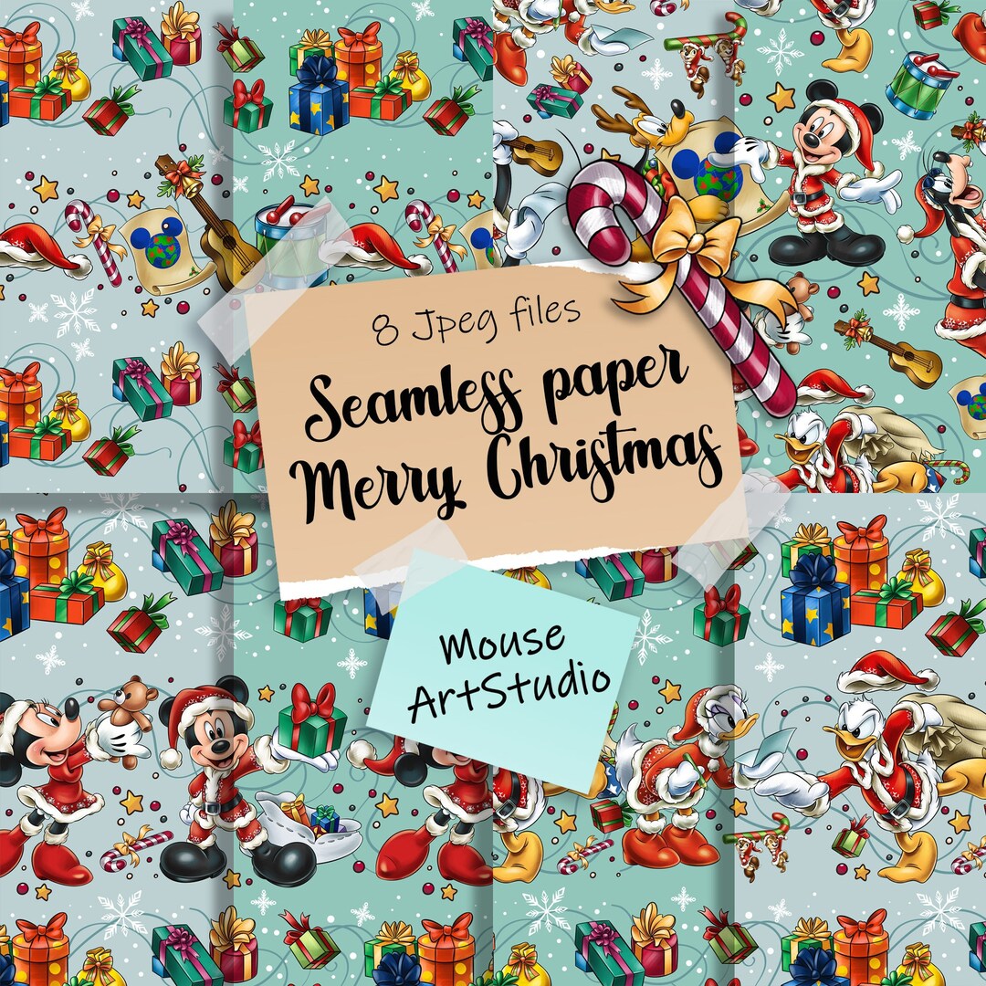 Seamless Paper, Happy Holidays, Mickey and Friends, Christmas Pattern ...