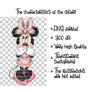 Digital Clipart, Fashionable Minnie, Modern Style, Sublimation Design ...