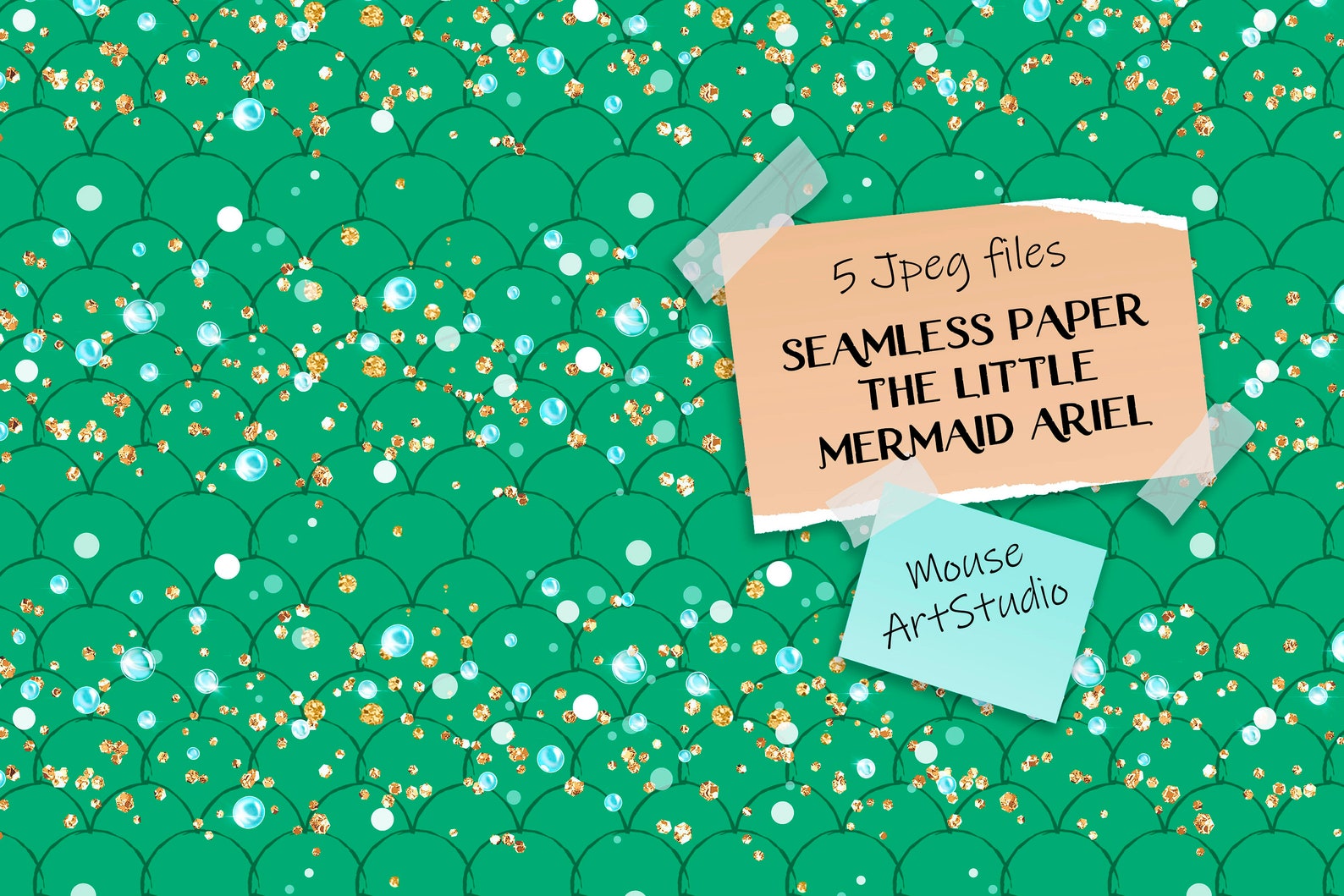 Ariel the Little Mermaid Digital Paper Seamless Patterns - Etsy
