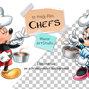 Chefs, Minnie PNG, Mickey Mouse, Daisy Duck, Donald, Goofy, Pluto ...