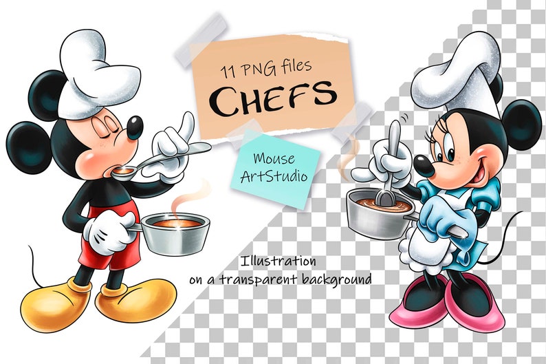 Chefs Minnie PNG Mickey Mouse Daisy Duck Donald Goofy - Etsy