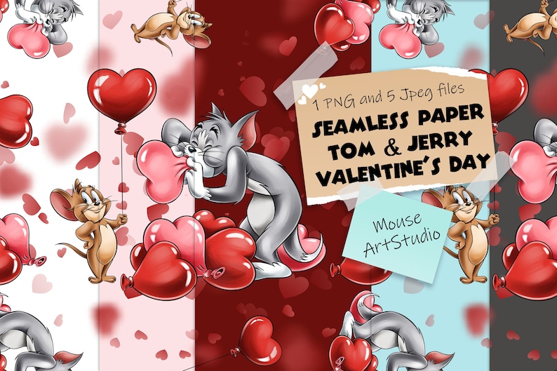 Digital Paper Tom and Jerry Valentine's Day Decorative - Etsy