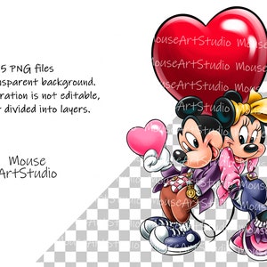 I Love You, Mickey and Minnie, Valentine's Day, Greeting Card, Sublimation Design, Digital ...