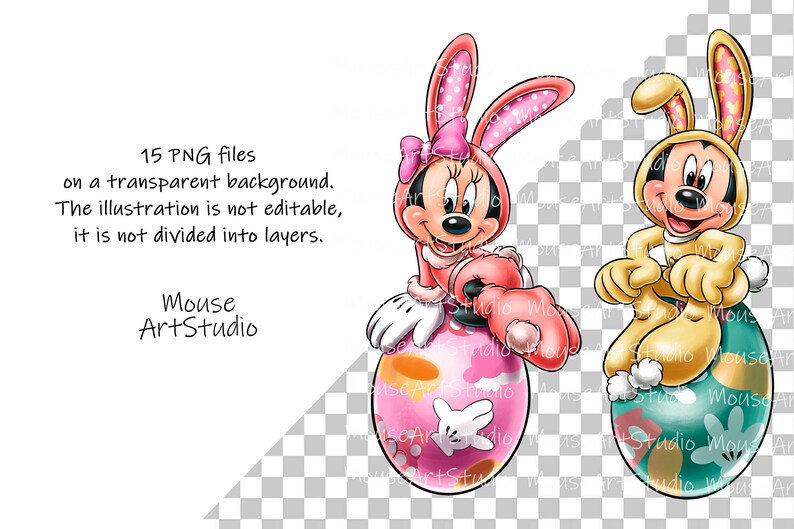 Mickey and Friends, Happy Easter, Digital Illustration, Fabric Printing ...