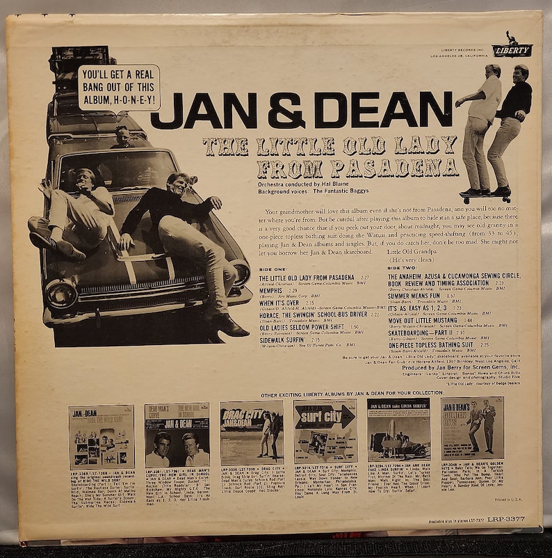 Jan & Dean the Little Old Lady From Pasadena 1964 - Etsy
