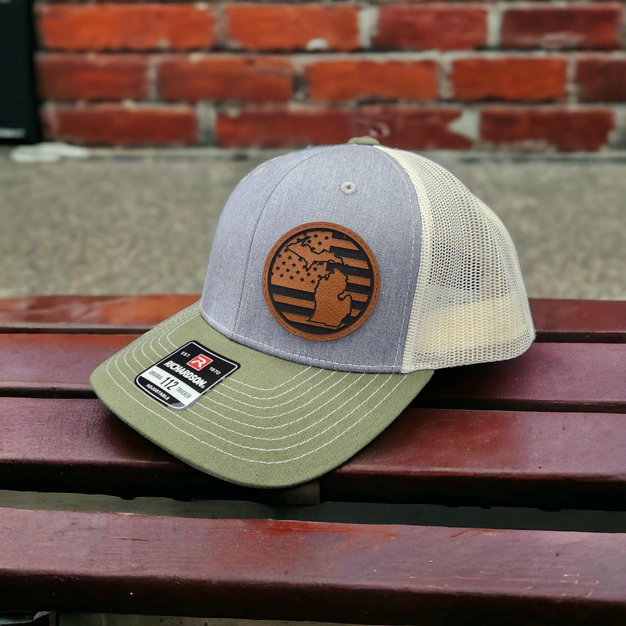 Michigan Patch Trucker Hat: Leather Michigan Silhouette, Custom Cap - Etsy