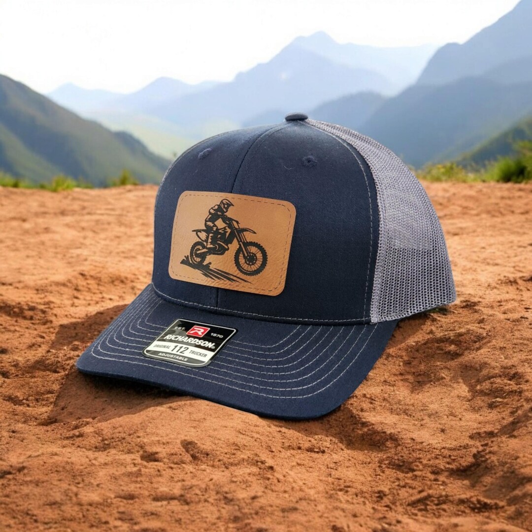 Motorcycle Leather Patch Trucker Hat: Dirt Bike Motocross Gift - Etsy
