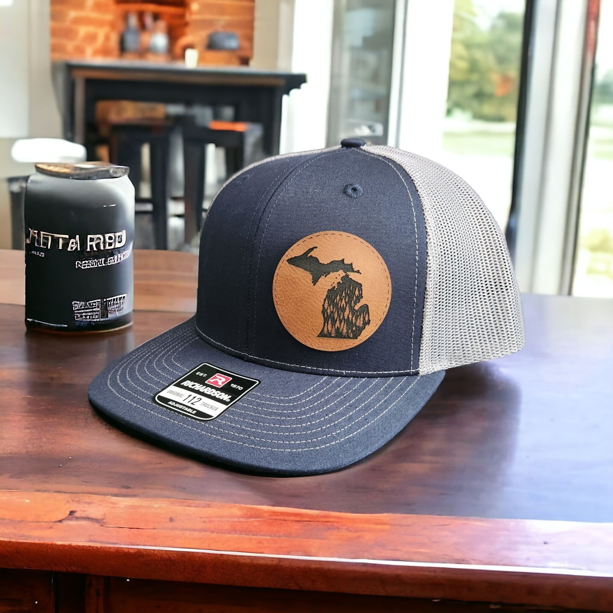 Michigan Patch Hat, Leather Patch Trucker Hat, Michigan, Michigan Gifts ...