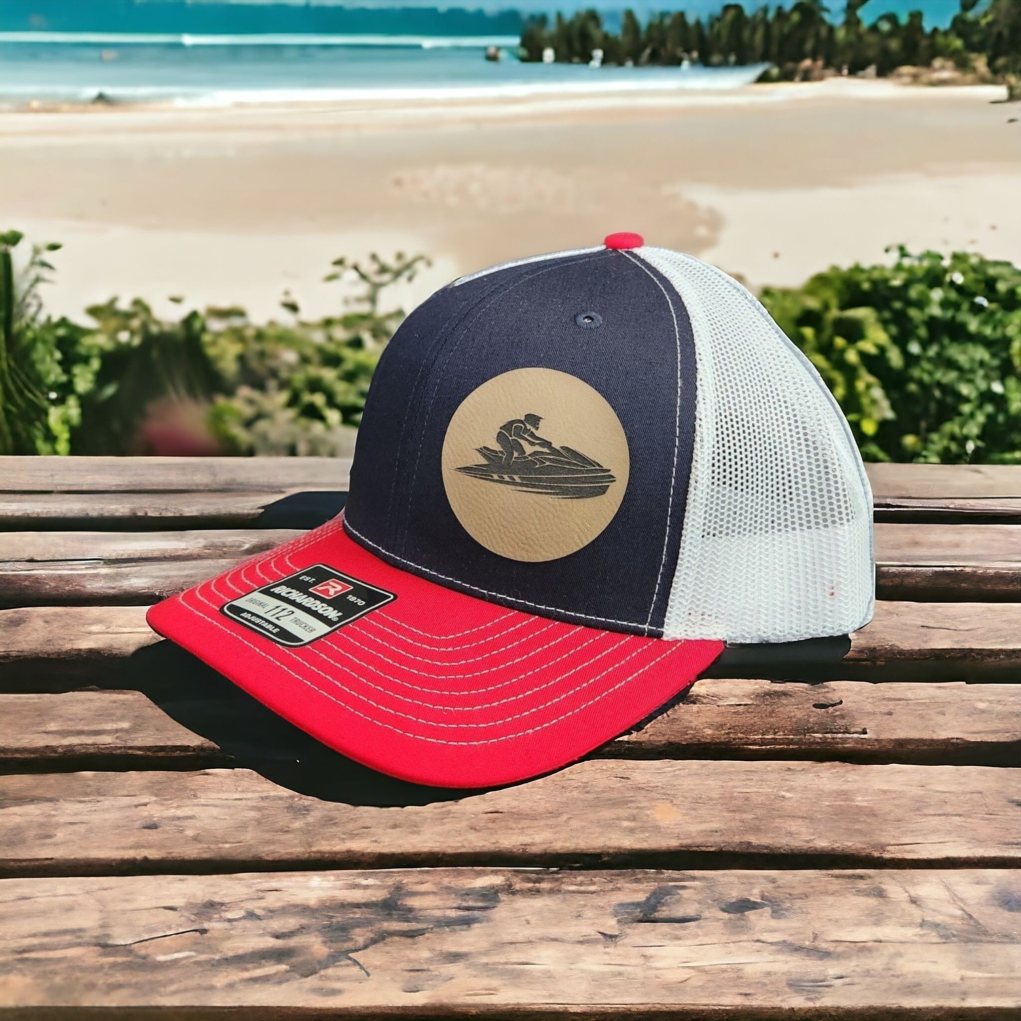 Jetski Patch Hat Water Sports Leather Patch Hat Gifts Patch Hat Gifts ...