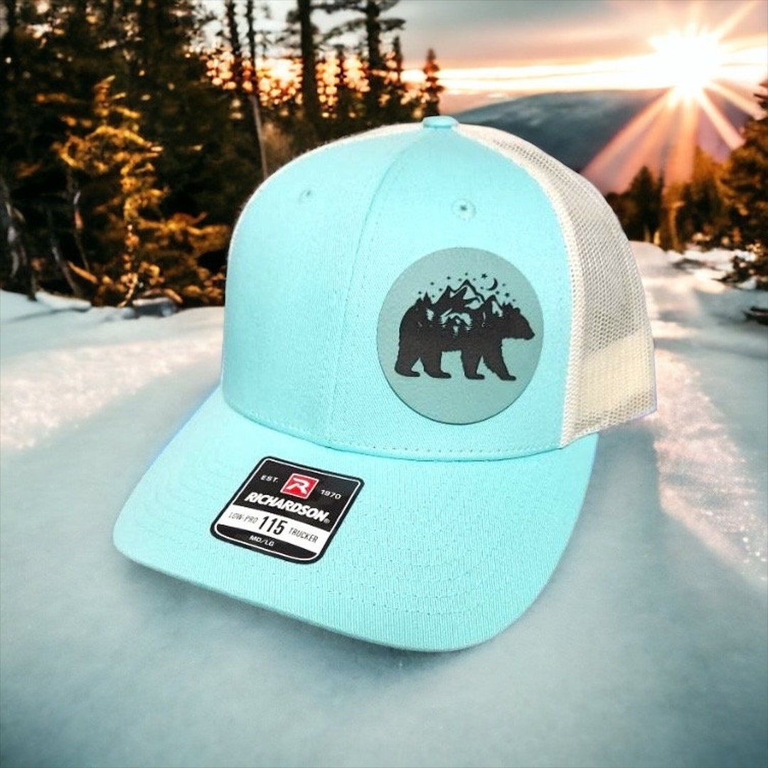 Mountains Patch Hat, Bear, Custom Patch Hat, Outdoors Hat, Hunting ...